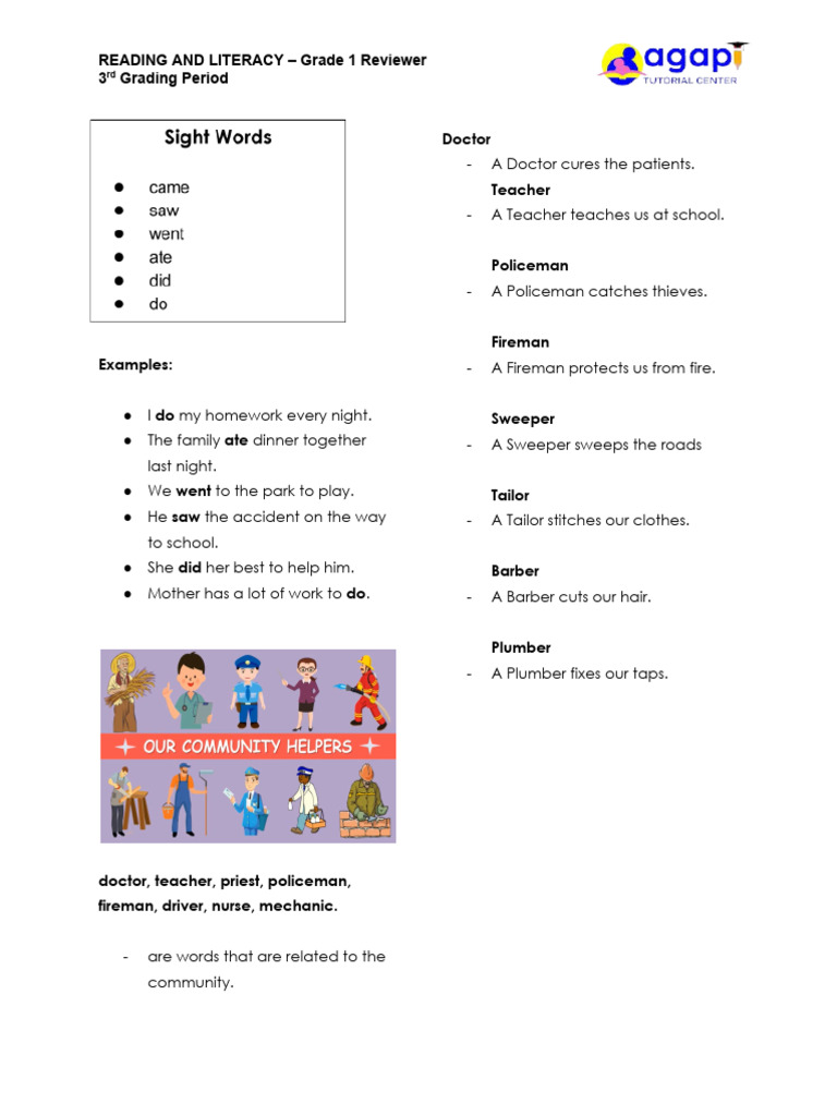 3rd Grading G1 Reading and Literacy | PDF