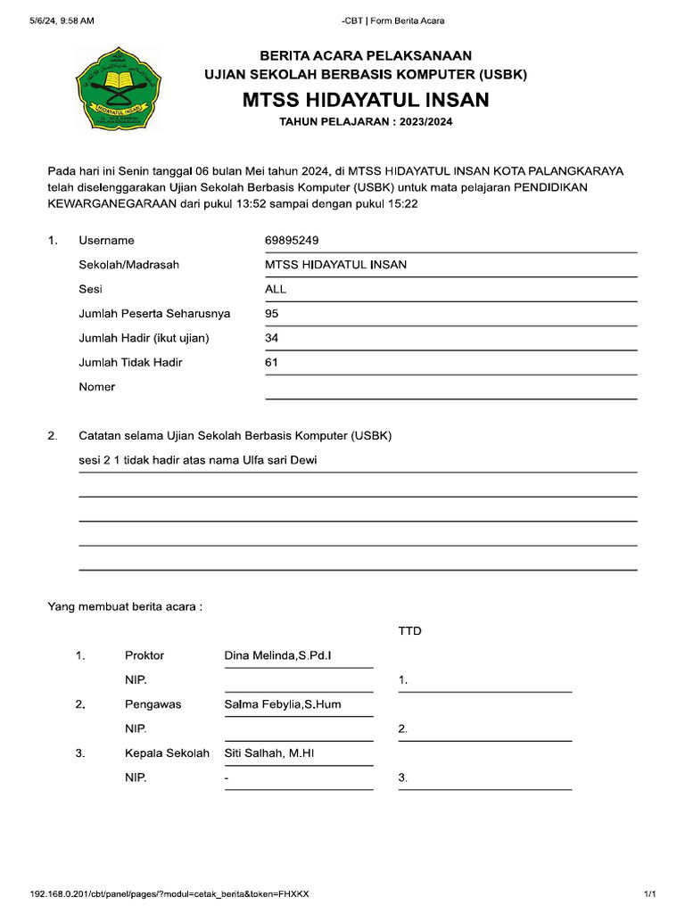 Berita Acara PKN RUANG 2 | PDF