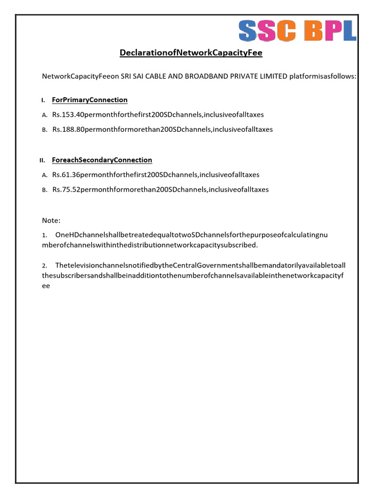 4 Declaration of Network Capacity Fee | PDF