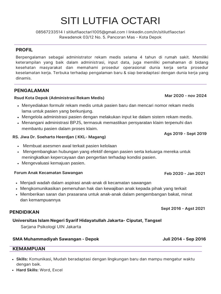 CV S.Lutfia.O PDF | PDF