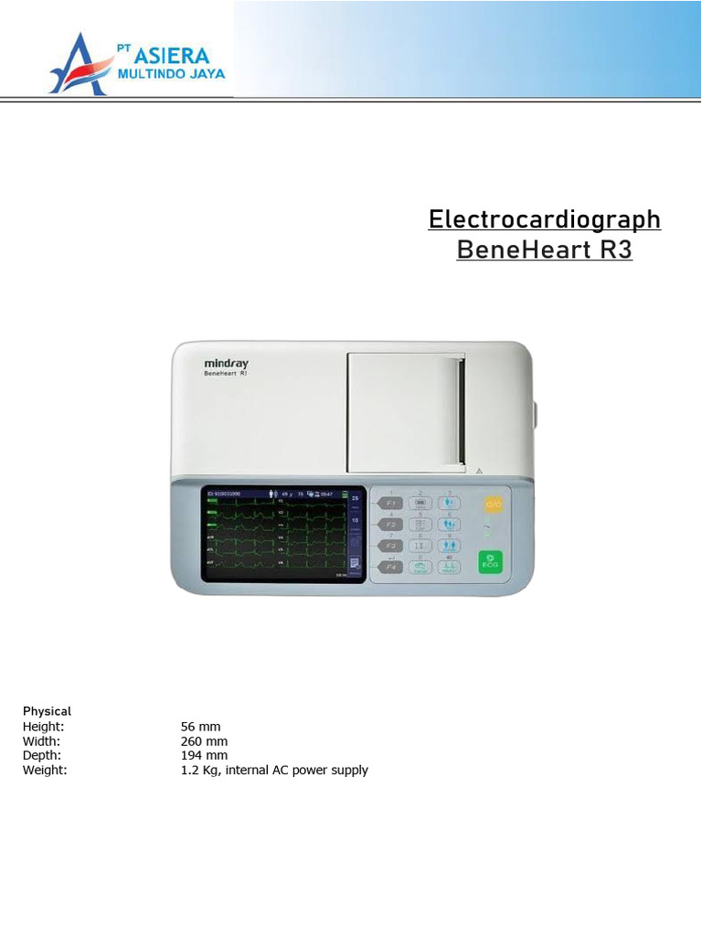 Electrocardiograph: Beneheart R3 | PDF