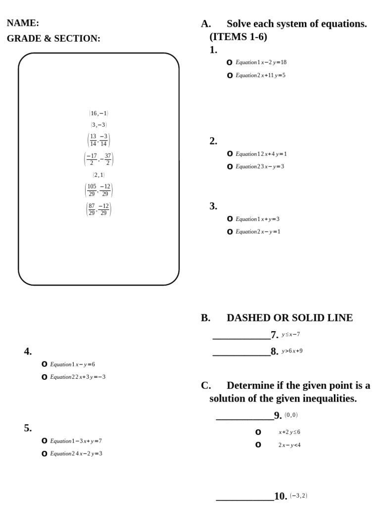 Solve Systems of Equations & Inequalities | PDF