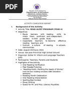 READING ACCOMPLISHMENT REPORT SAMPLE | PDF | Literacy | Reading (Process)