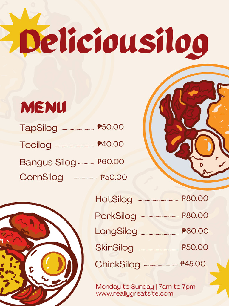Red and Yellow Illustrative Silog Food Business Menu - 20240924 ...