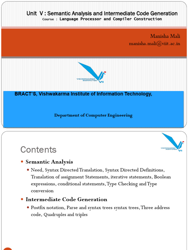 Unit v Symantic Analysis | PDF | Compiler | Parsing