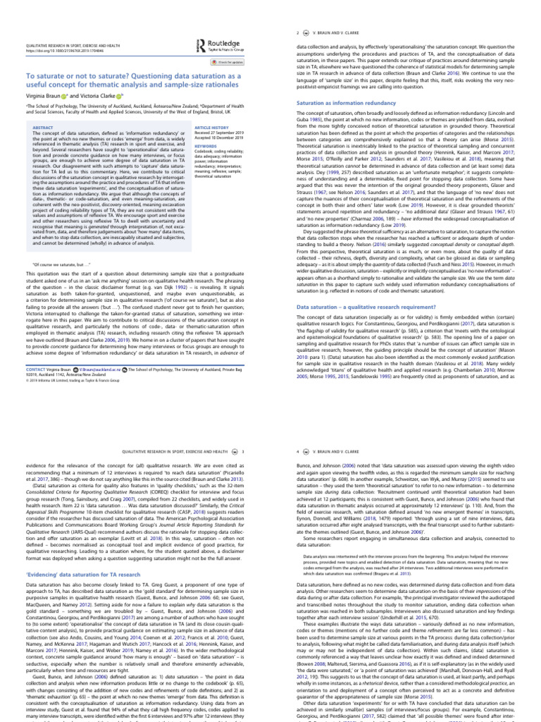 To Saturate or Not To Saturate - Questioning Data Saturation As A ...