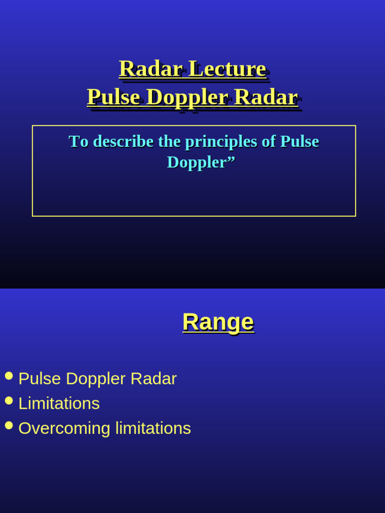 Understanding Pulse Doppler Radar Principles | PDF | Radar | Spectral ...