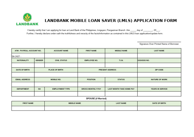 Landbank Loan Application Form | PDF