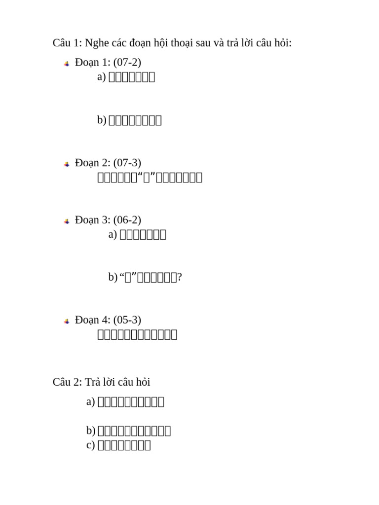 Bài ktra số 4 hsk1 | PDF