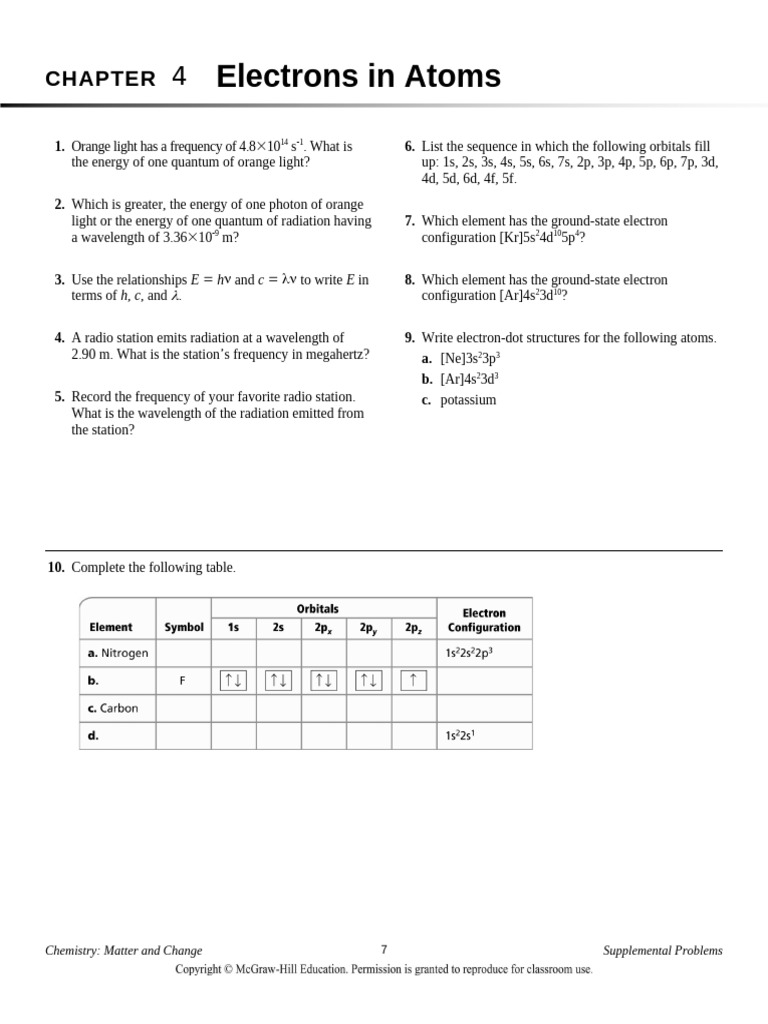 Atomic Structure Exercises | PDF | Electron Configuration | Applied And Interdisciplinary Physics