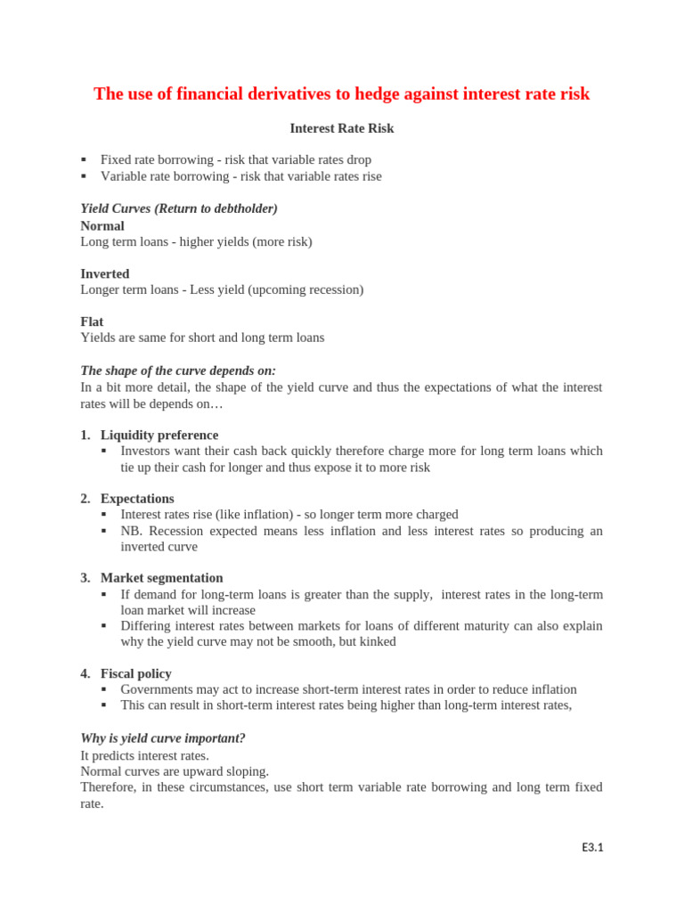Acc. The use of financial derivatives to hedge against interest rate risk | PDF | Interest ...