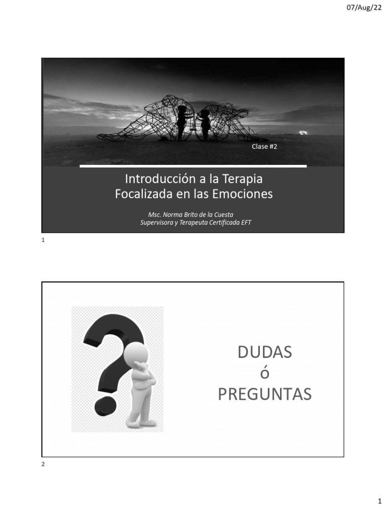 Clase 2 INTRO TFE 2022 2 Por Pag. 1 | PDF | Teoría de apego | Las emociones