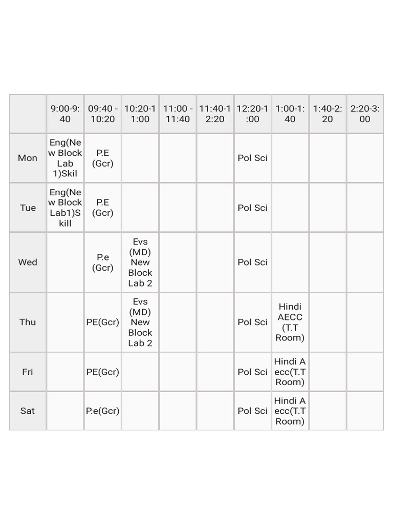 time table (1) | PDF