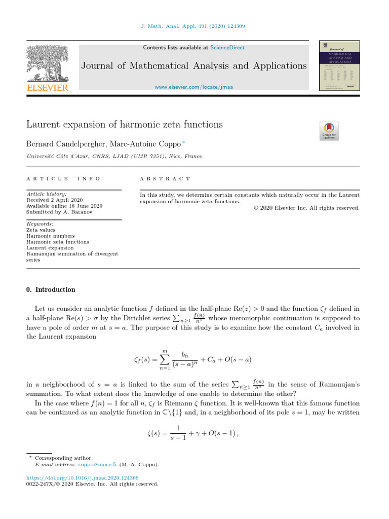 Harminic ZetaFunct Fourier | PDF | Summation | Mathematical Objects