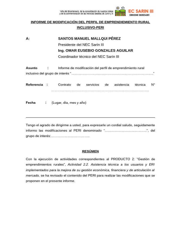 Informe Modificacion Peri | PDF