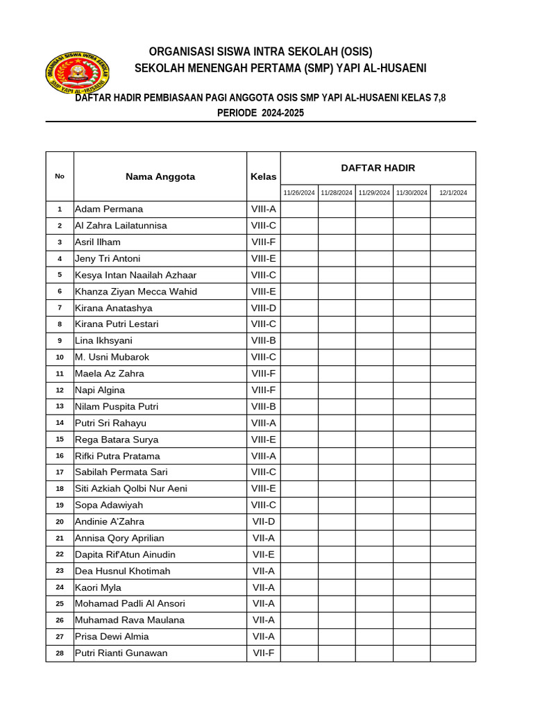 Buku Kas Umum Osis SMP Yapi Al-Husaeni 2023-2024 | PDF