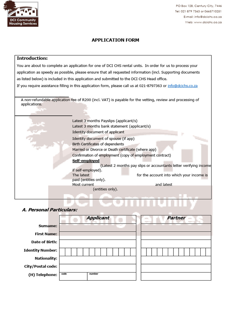 Dci Chs Tenant Applicationform 2024 | PDF | Landlord