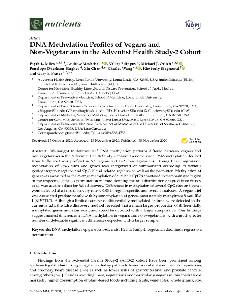 nutrients-12-03697-v2 | PDF | Dna Methylation | Gene