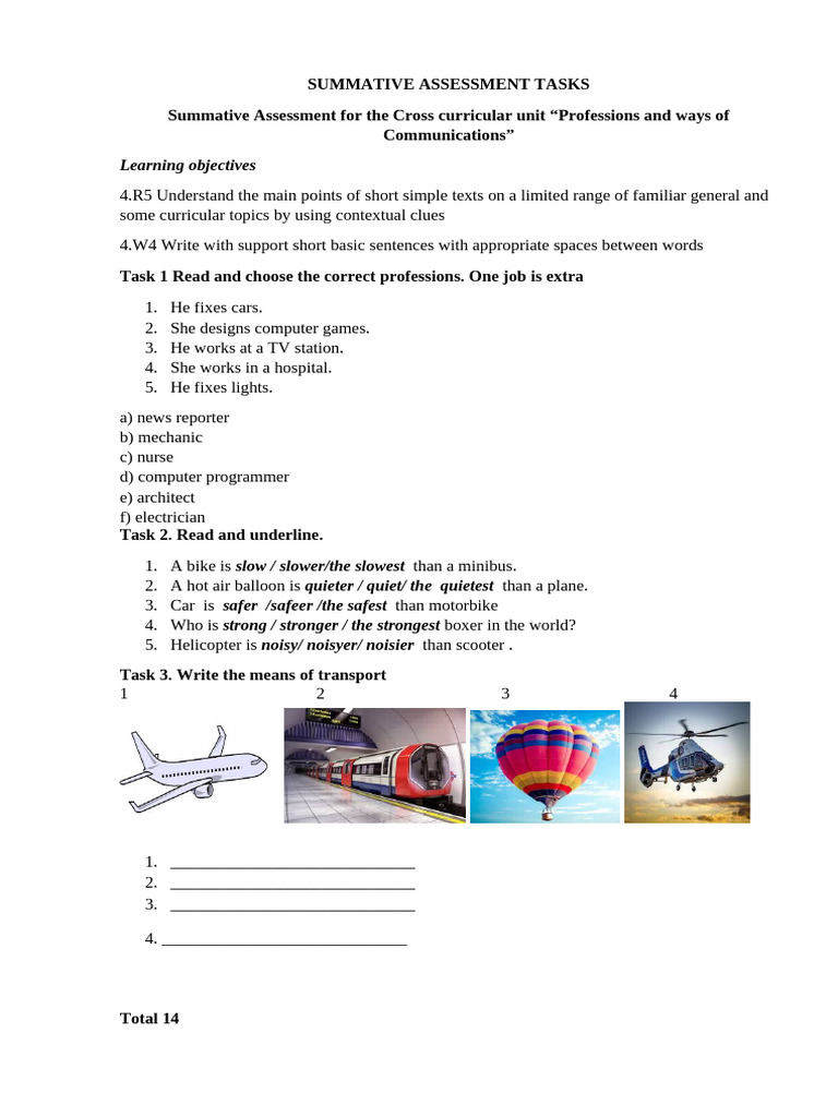 Professions and Transport Assessment | PDF