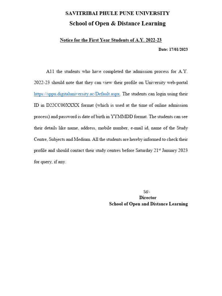 Notice For FY Students 2022-23 - 17012023 | PDF