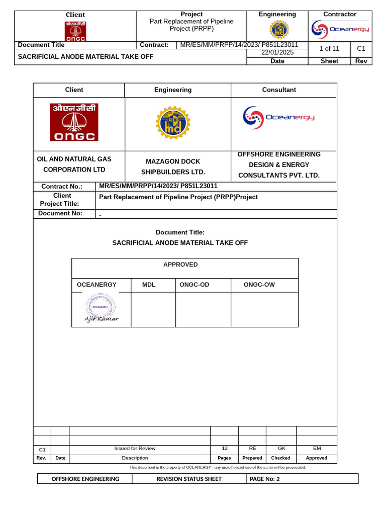 Sacrificial Anode MTO | PDF | Energy Industry | Petroleum