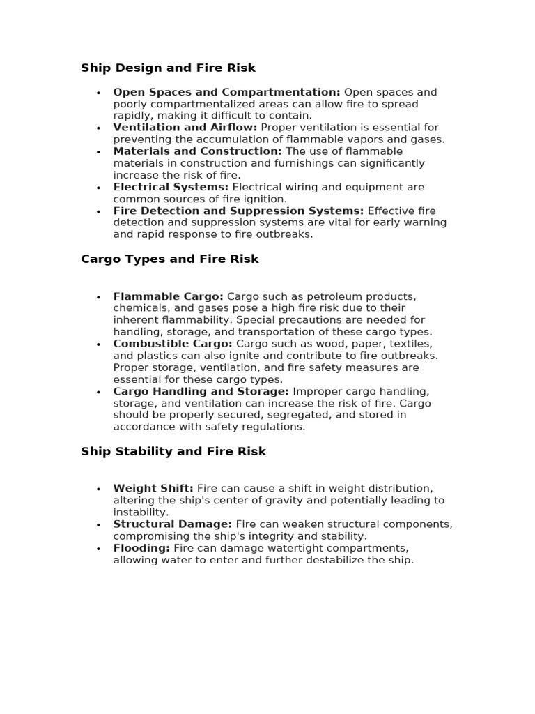 Ship Fire Risks and Safety Measures | PDF