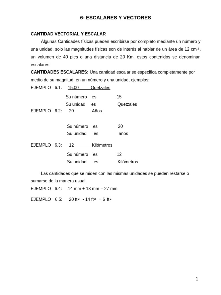Escalares y Vectores | PDF | Vector Euclidiano | Matemáticas
