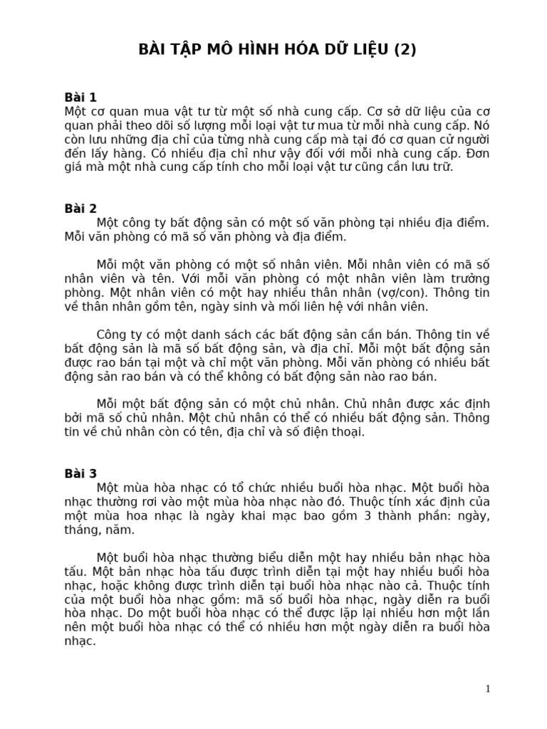 5-Bai Tap Mo Hinh Lien Ket Thuc The Mo Rong Va Cac Quy Tac Nghiep Vu | PDF