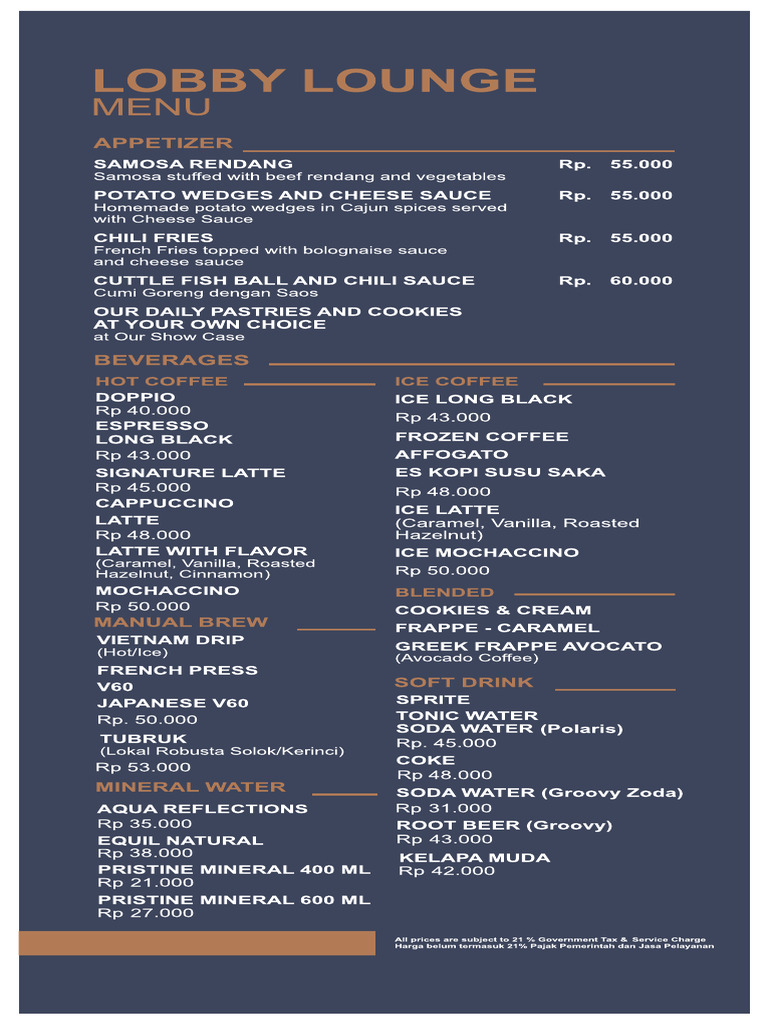 Menu Lobby Lounge New | PDF