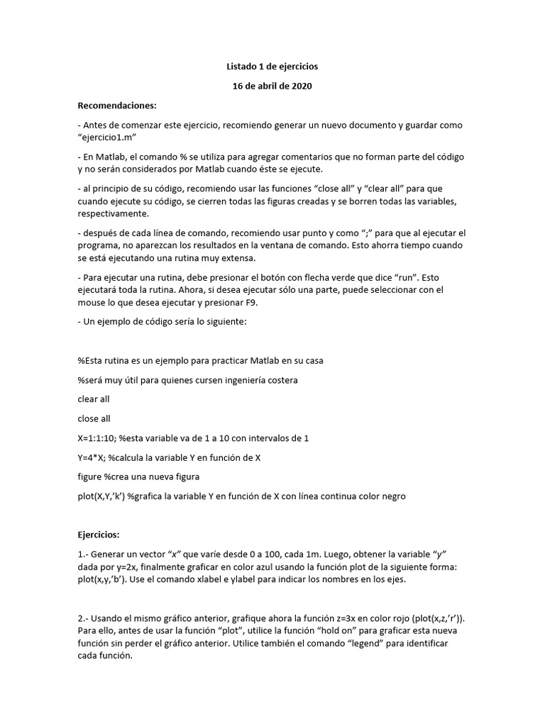 Listado 1 de Ejercicios | PDF