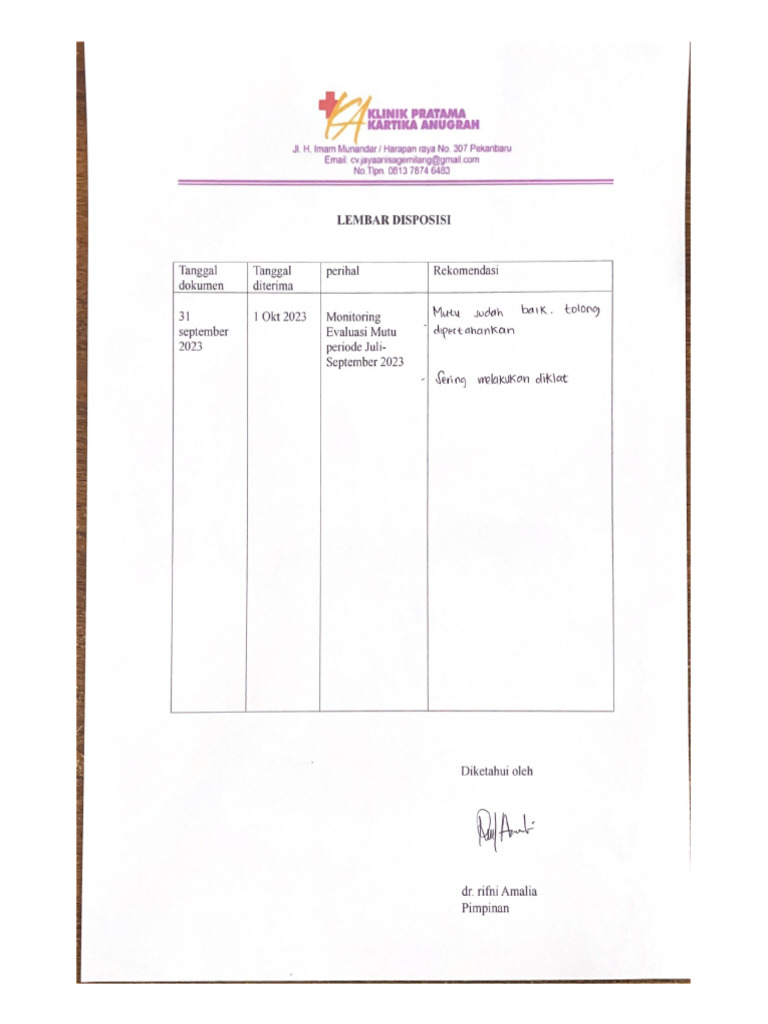Disposisi Pimpinan | PDF