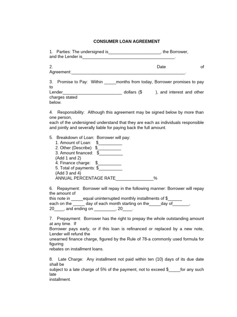 consumer loan agreement (ilrg.com) | PDF | Loans | Interest