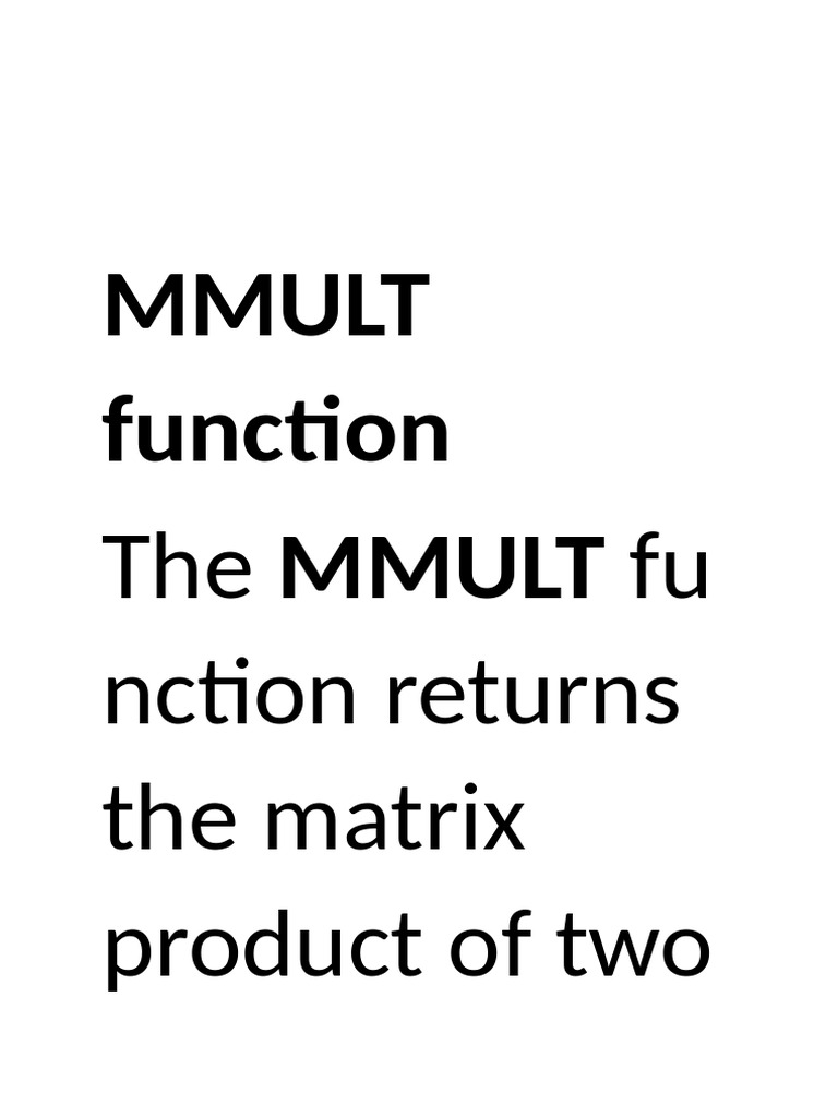 Excel MMULT Function Guide | PDF