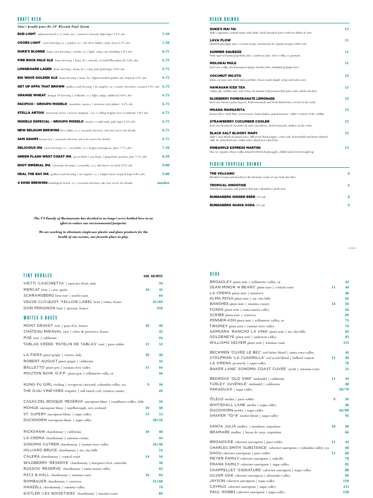 DHB Menu WineBev 011519 | PDF | Beer | Rose