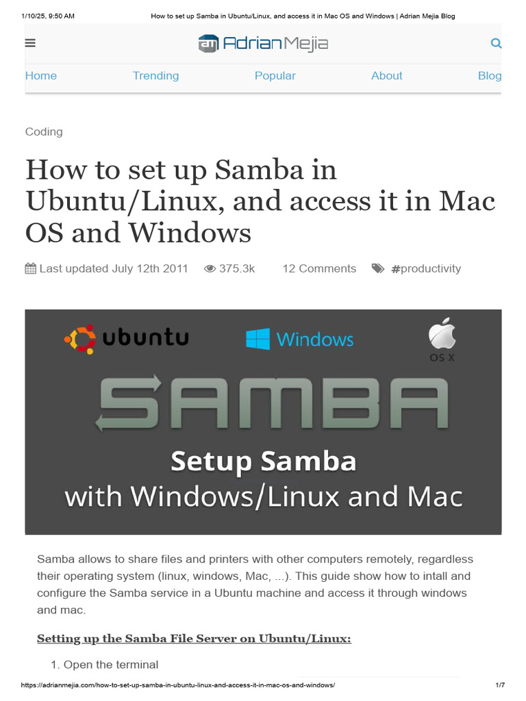 Set Up Samba on Ubuntu for Mac & Windows | PDF | Microsoft Windows | Utility Software