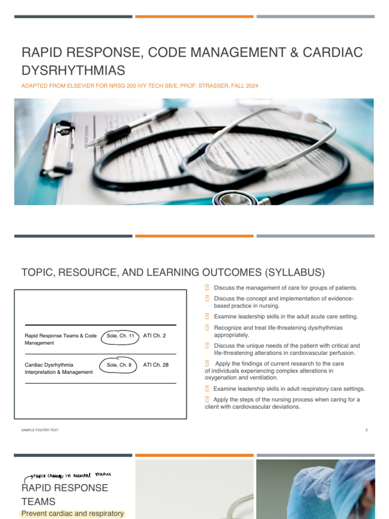 Rapid Response, Code MGMT, & Cardiac Dysrhythmias | PDF | Clinical ...