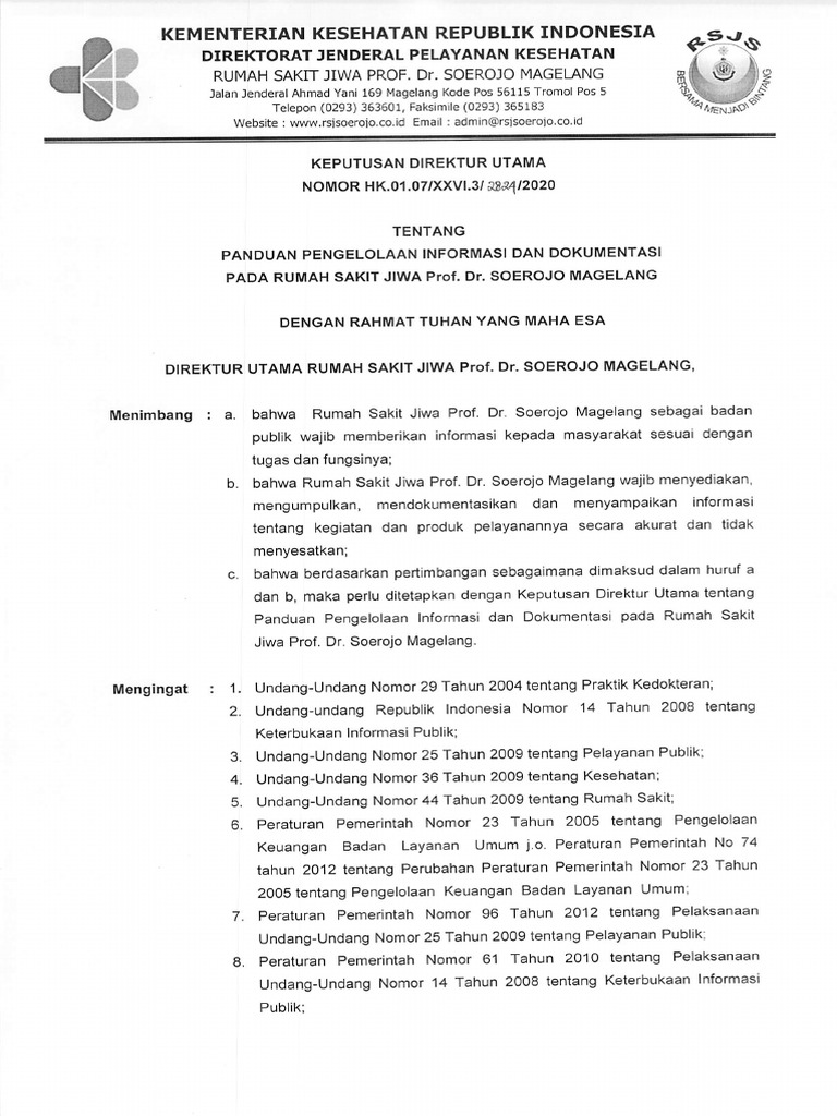 SK PANDUAN PPID RSJ MAGELANG (1) | PDF