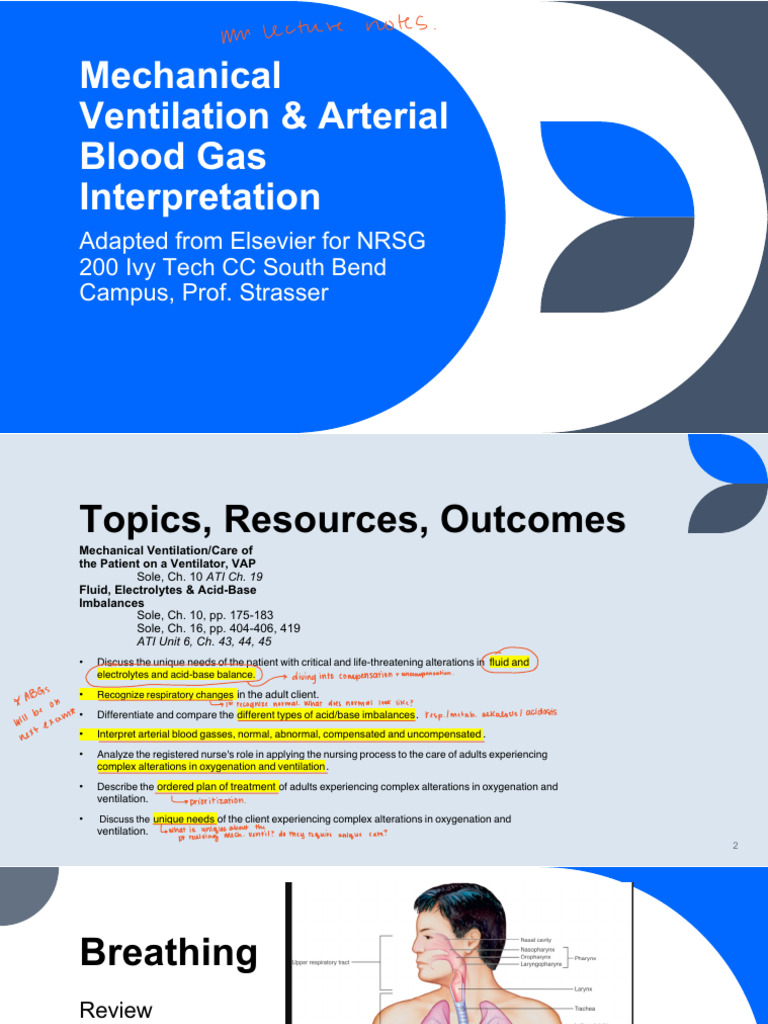 Mechanical Ventilation & ABGs | PDF | Pulmonology | Clinical Medicine