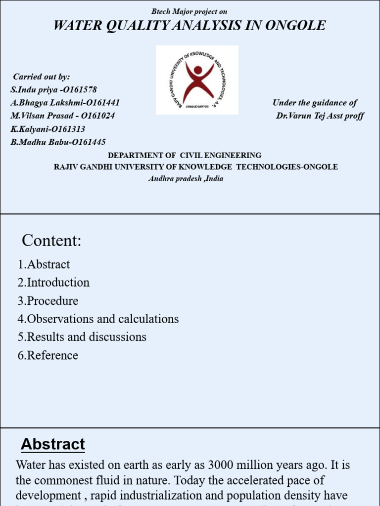 Water Quality Analysis in Ongole | PDF | Alkalinity | Water