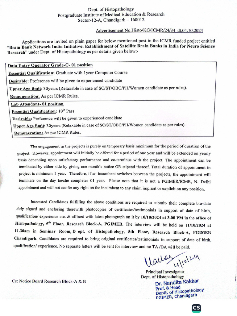 Notice for Data Entry Operator and Lab Attendant04Oct2024162947 | PDF