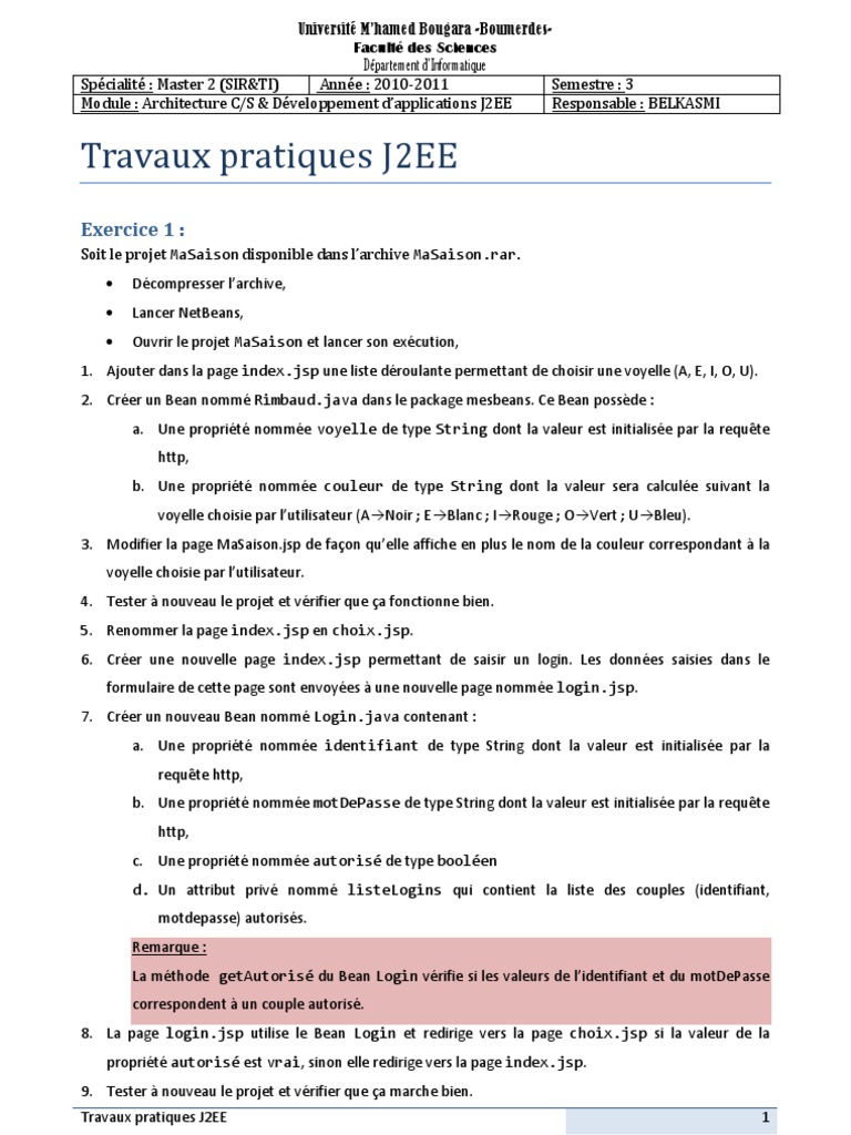 Travaux Pratiques J2EE | PDF | Java (Langage de programmation) | Navigateur Web