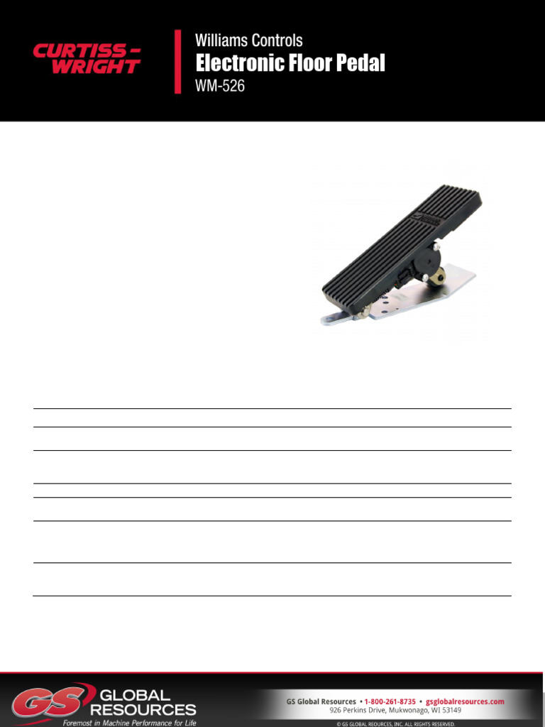 Williams Controls Wm-526 Electronic Floor Pedal Brochure | PDF ...