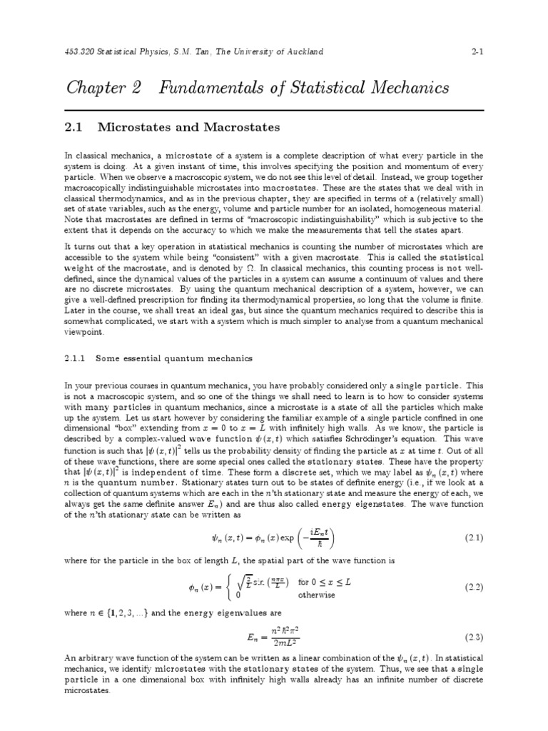 Fundamentals of Statistical Mechanics | PDF | Entropy | Wave Function