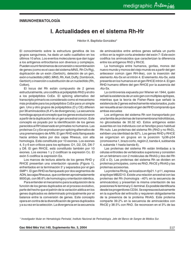 Estructura y Variación del Sistema Rh | PDF | Gene | Proteínas