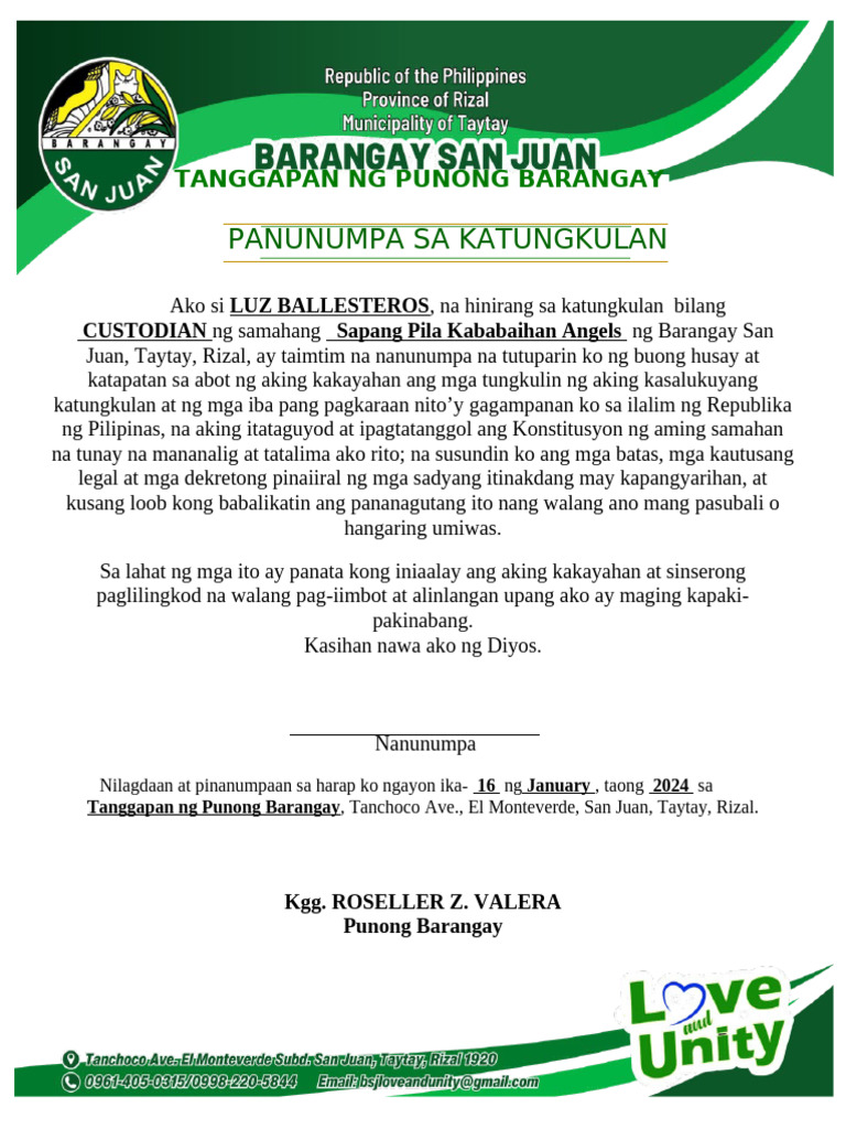 Updated Panunumpa | PDF