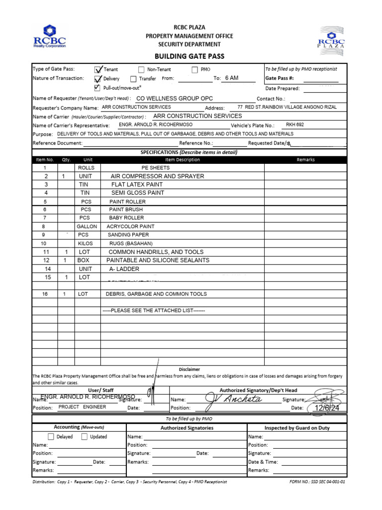 RCBC Plaza Gate Pass 120524 en | PDF