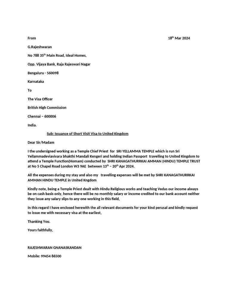 Sample UK Letter | PDF
