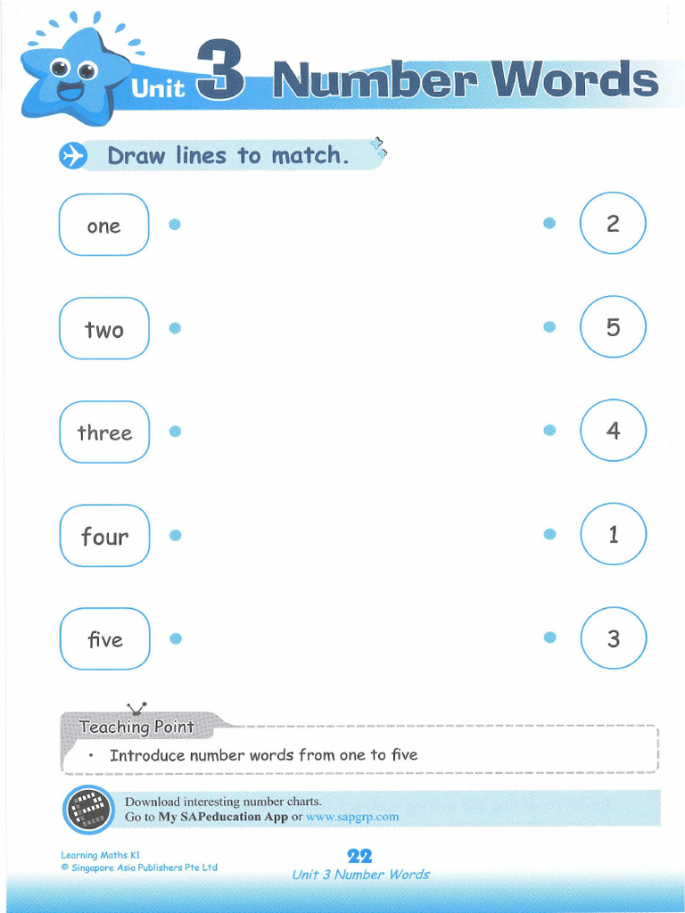 Learning Maths K1 Unit-3 Number Words | PDF