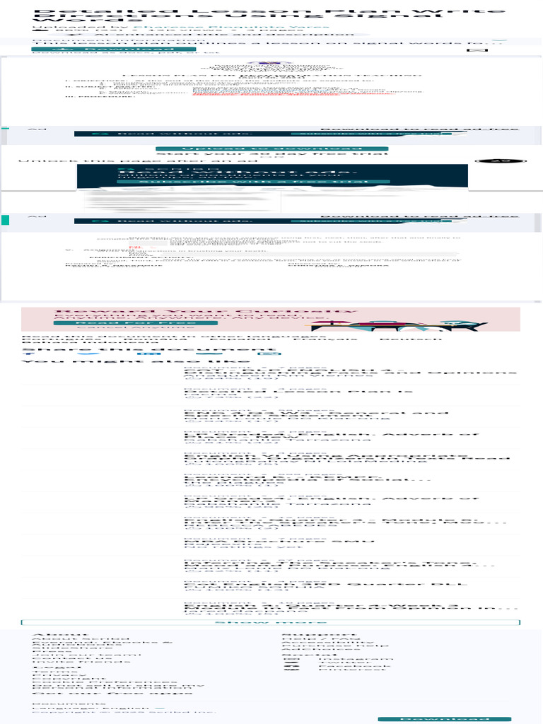 Detailed Lesson Plan Write Directions Using Signal Words PDF Lesson ...