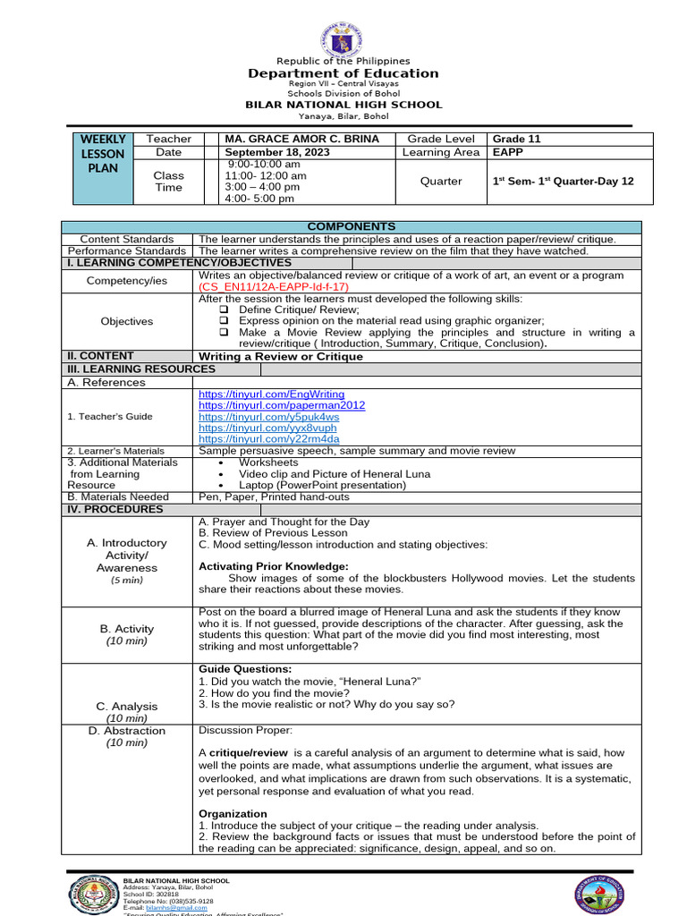 WRITING A REVIEW | PDF | Learning | Cognition